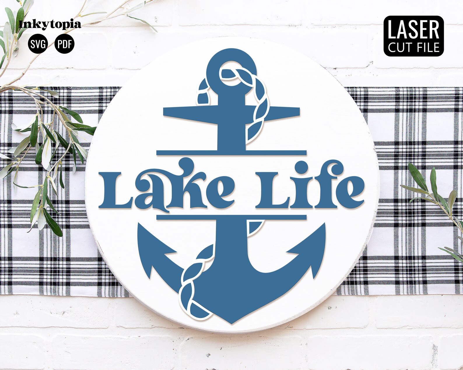 Lake Life SVG Anchor SVG PDF Nautical Round Wood Sign for - Etsy Canada