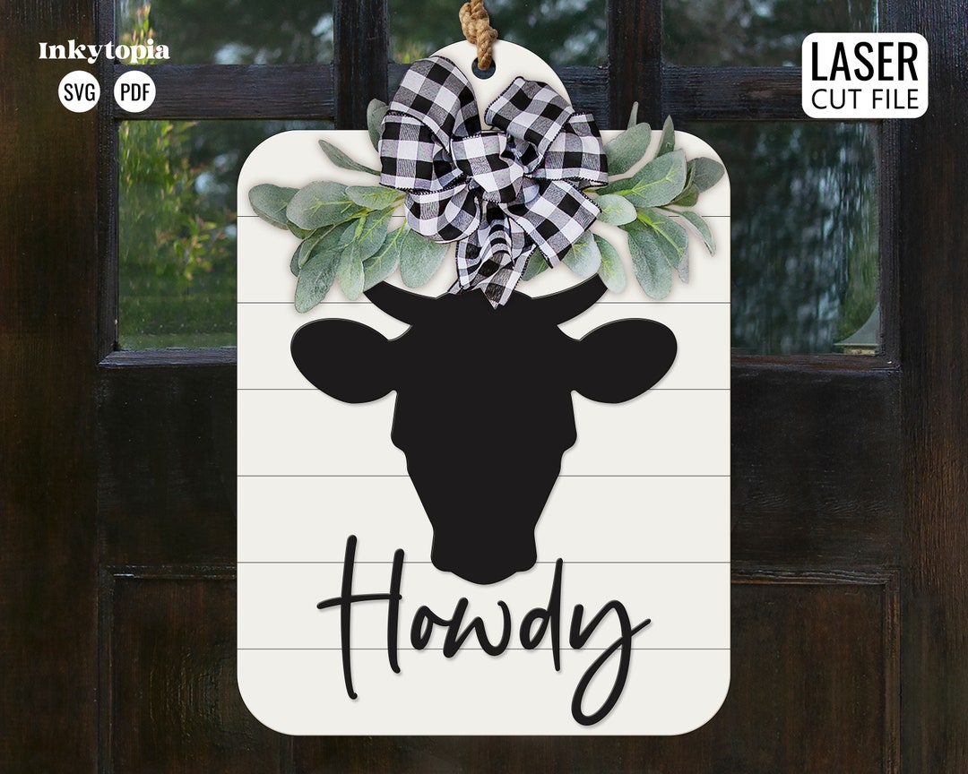 Howdy SVG | Cow Head SVG | Cow Tag Farm Welcome Sign, Country Home ...