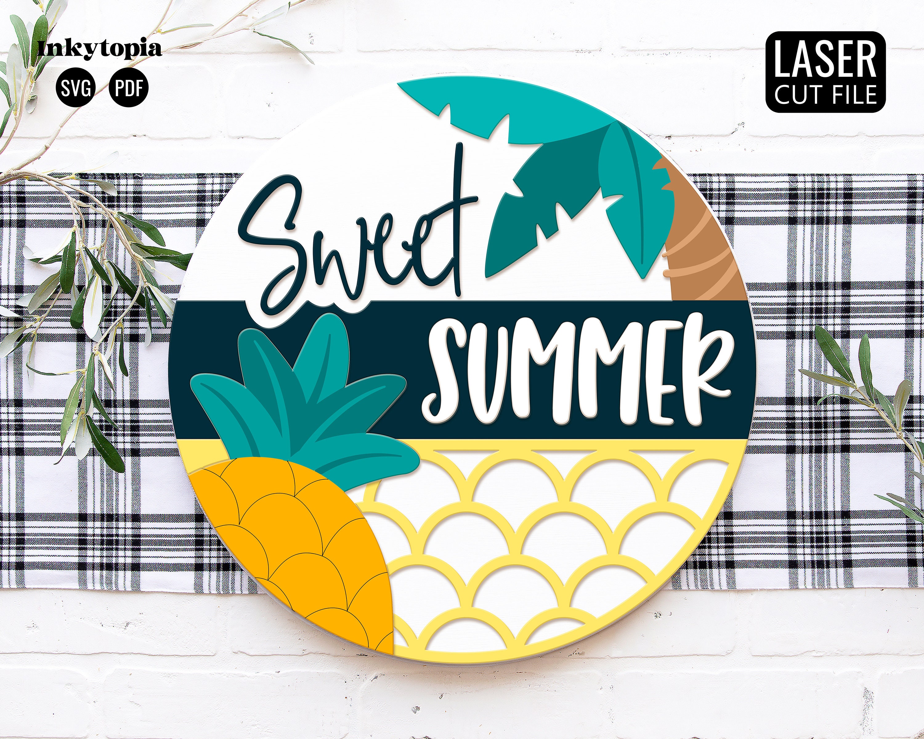 Pineapple SVG Sweet Summer SVG PDF Round Wood Sign for - Etsy
