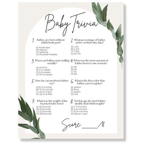 Baby Shower Baby Trivia Game (printable Downloads With Answer Key) - Etsy