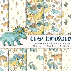 Dinosaur Watercolor Digital Paper Pack DINO Scrapbook Paper Wallpaper ...
