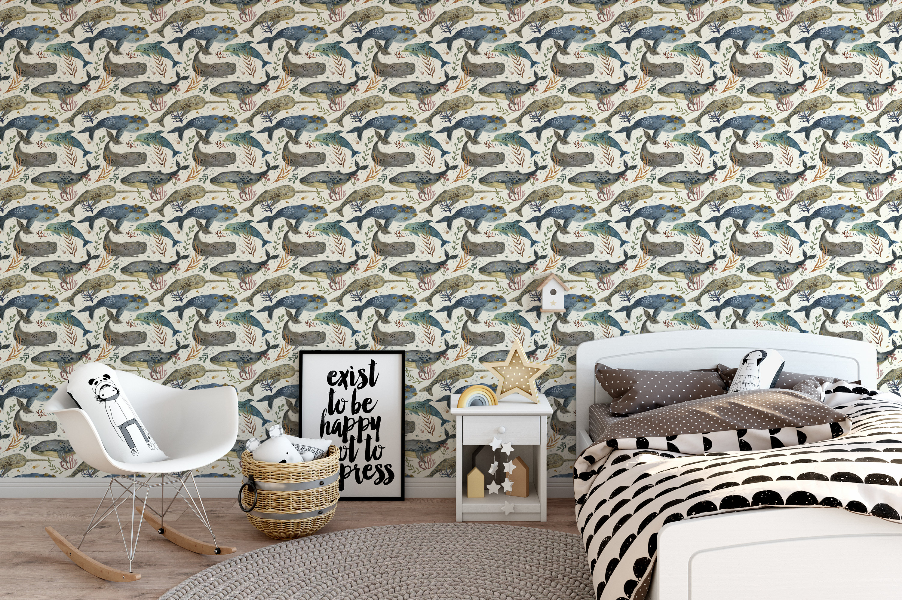 Watercolor Whales Digital Paper Pack Nautical Seamless Patterns ...