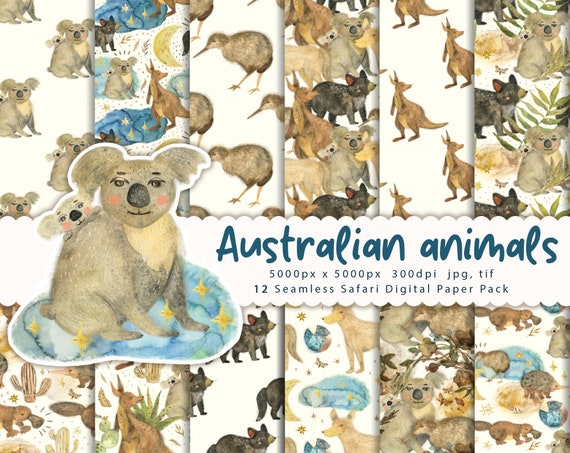 Australia Animals Digital Paper Animal Papers Printable - Etsy