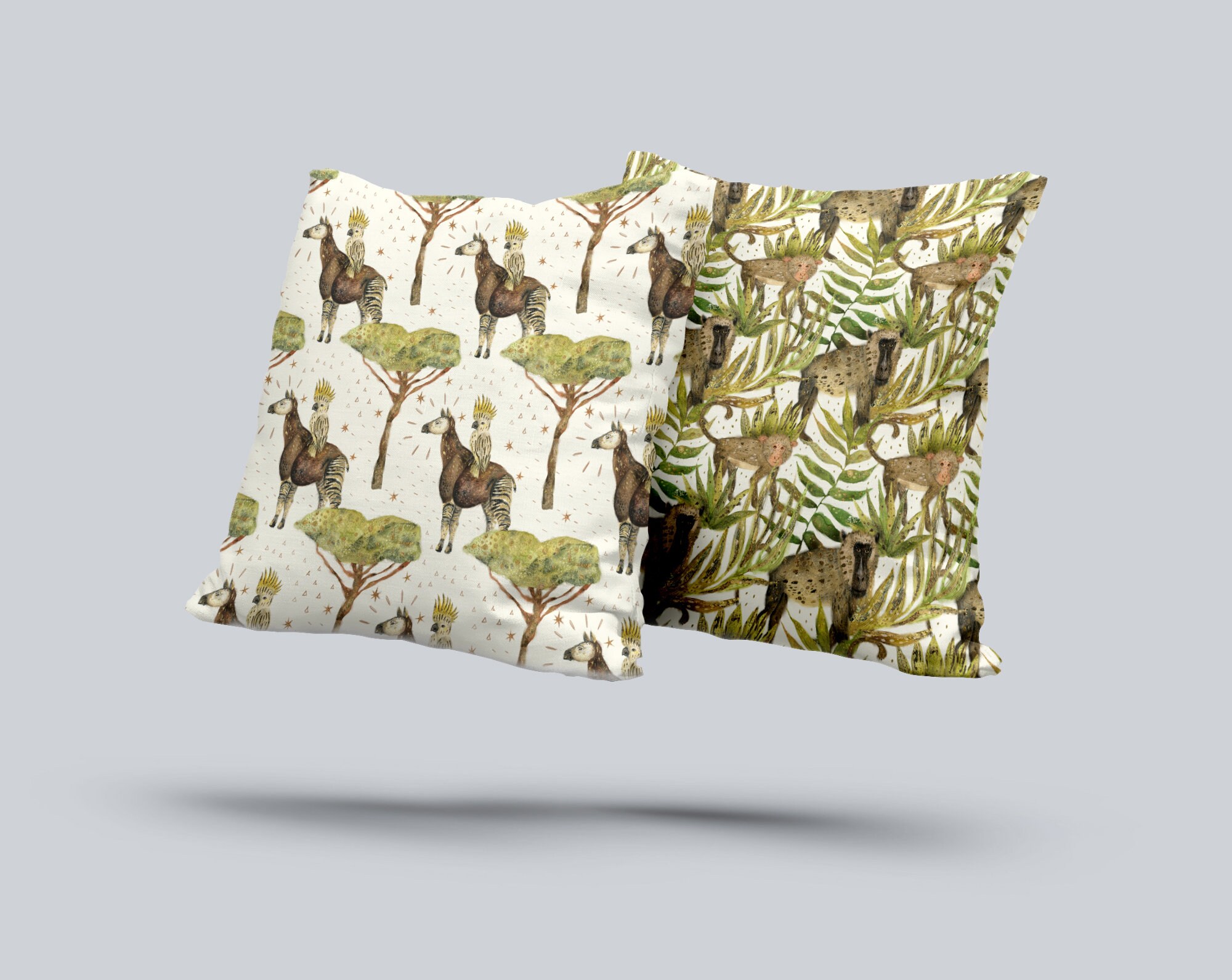 Watercolor Safari Digital Paper Seamless Patterns African Animals ...