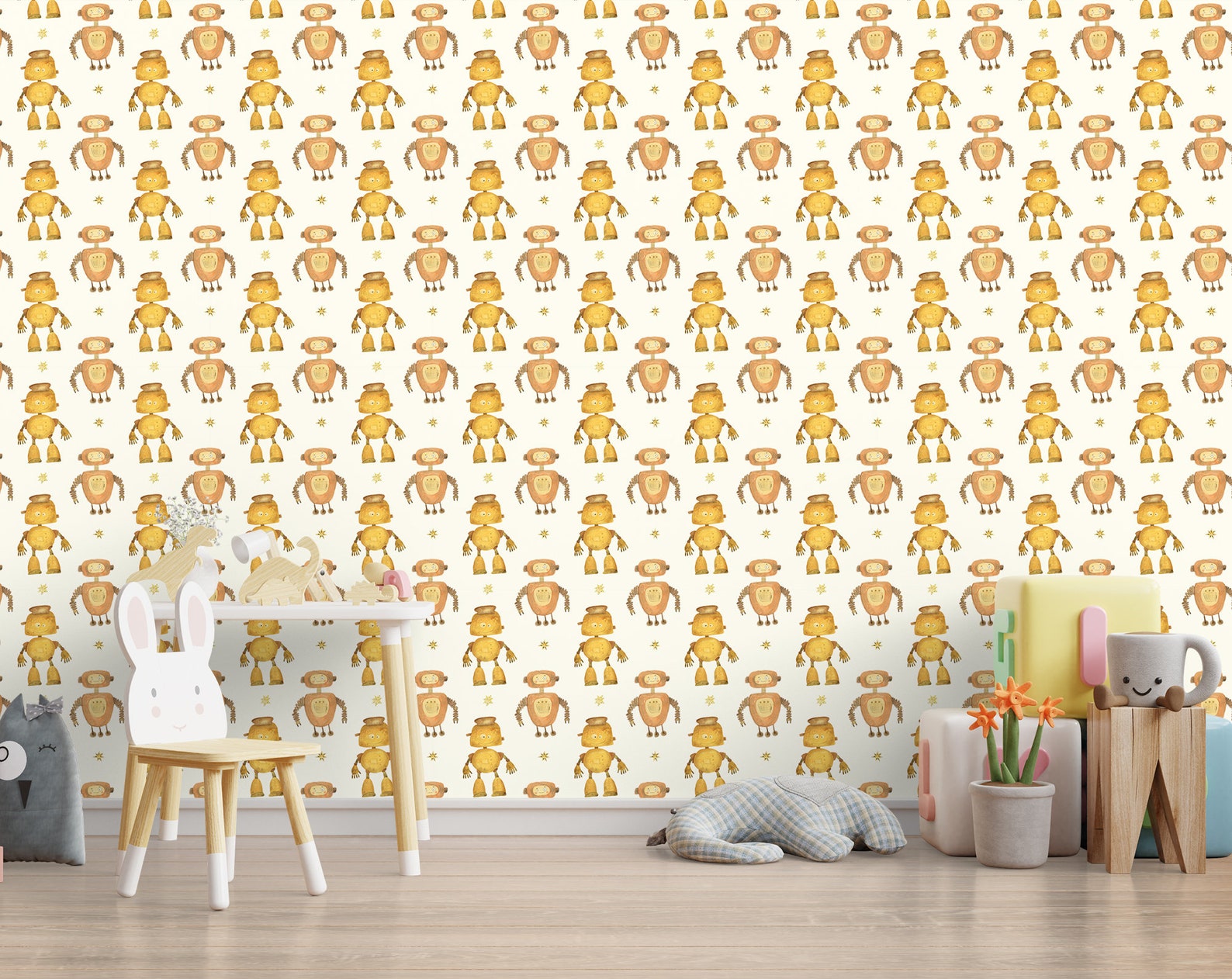 Robots Watercolor Digital Paper Pack Robots Scrapbook Paper Wallpaper ...