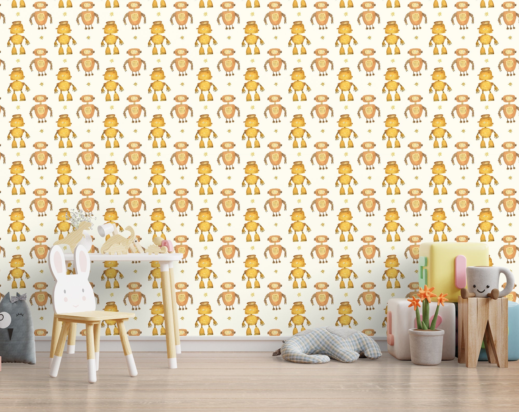 Robots Watercolor Digital Paper Pack Robots Scrapbook Paper Wallpaper ...
