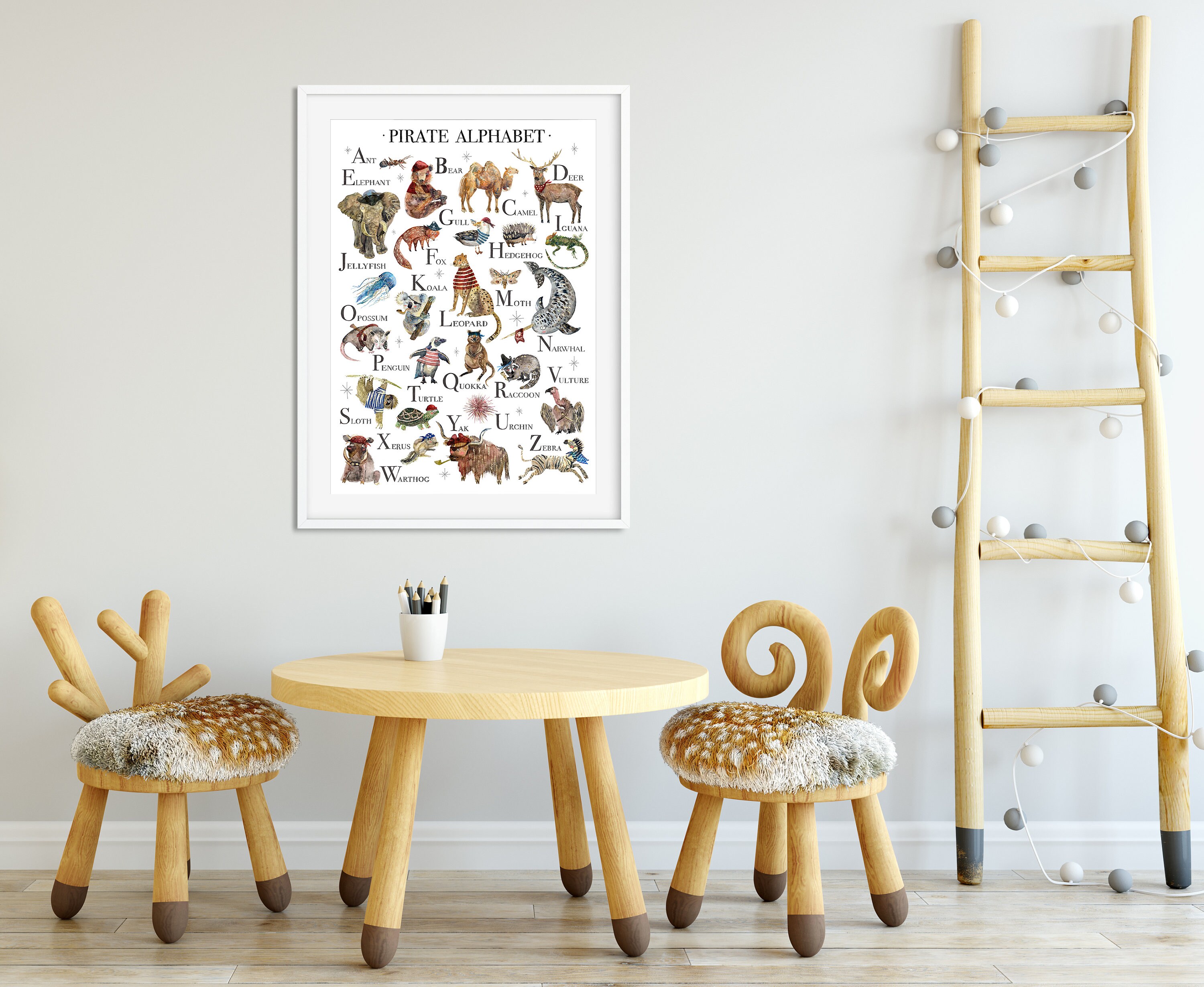 ABC Poster for Printing, Watercolor English Alphabet With Animals ...
