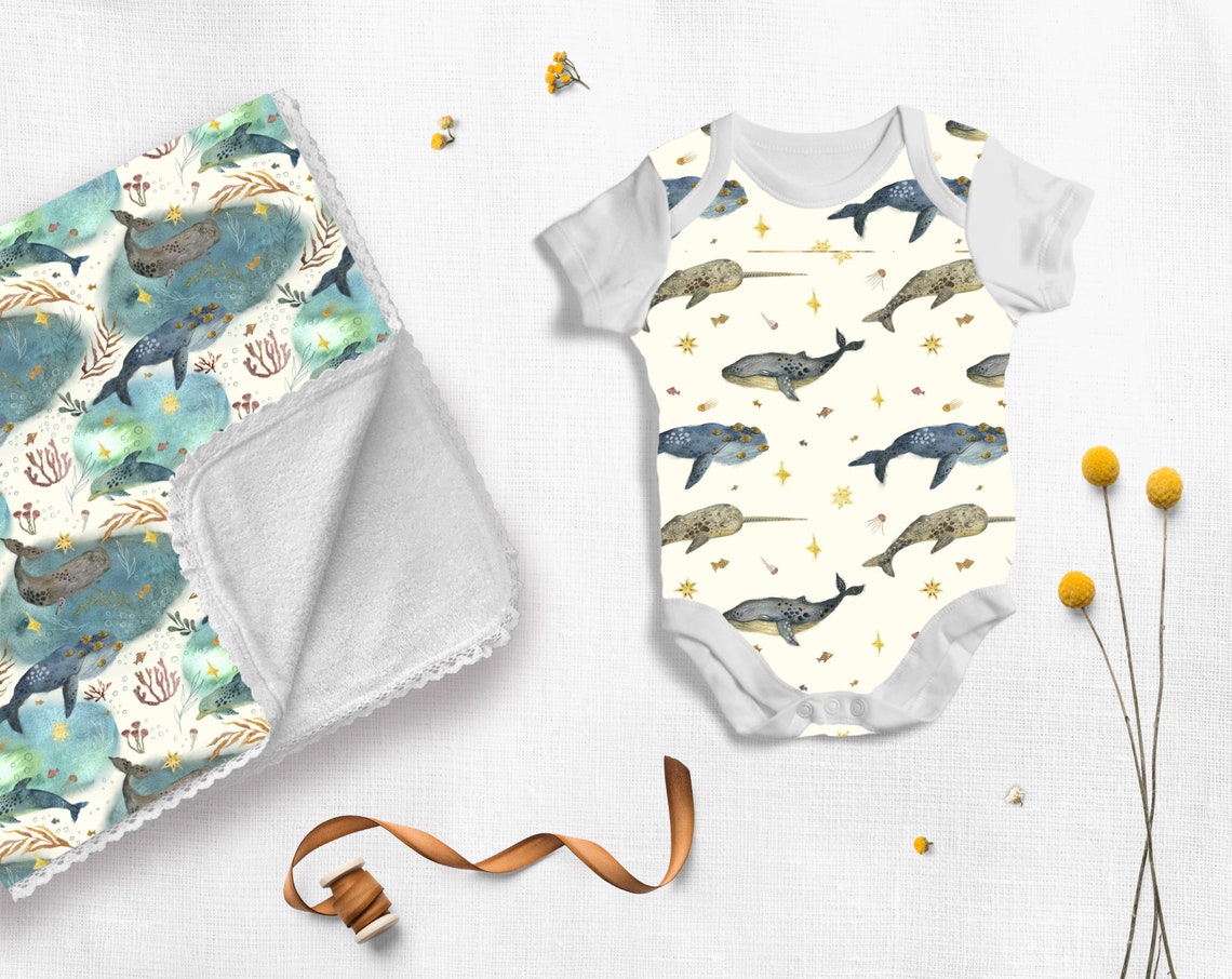 Watercolor Whales Digital Paper Pack Nautical Seamless Patterns ...