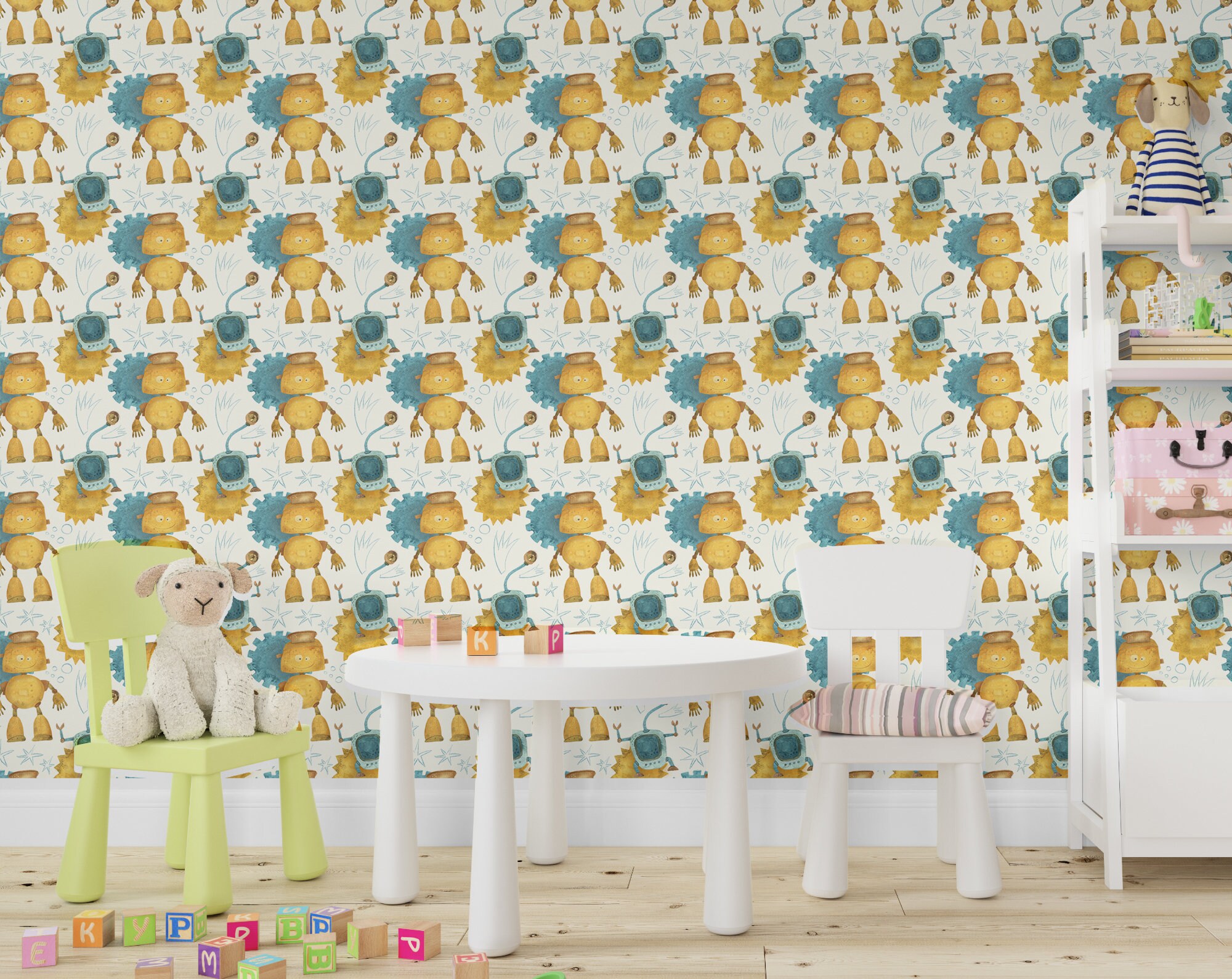 Robots Watercolor Digital Paper Pack Robots Scrapbook Paper Wallpaper ...