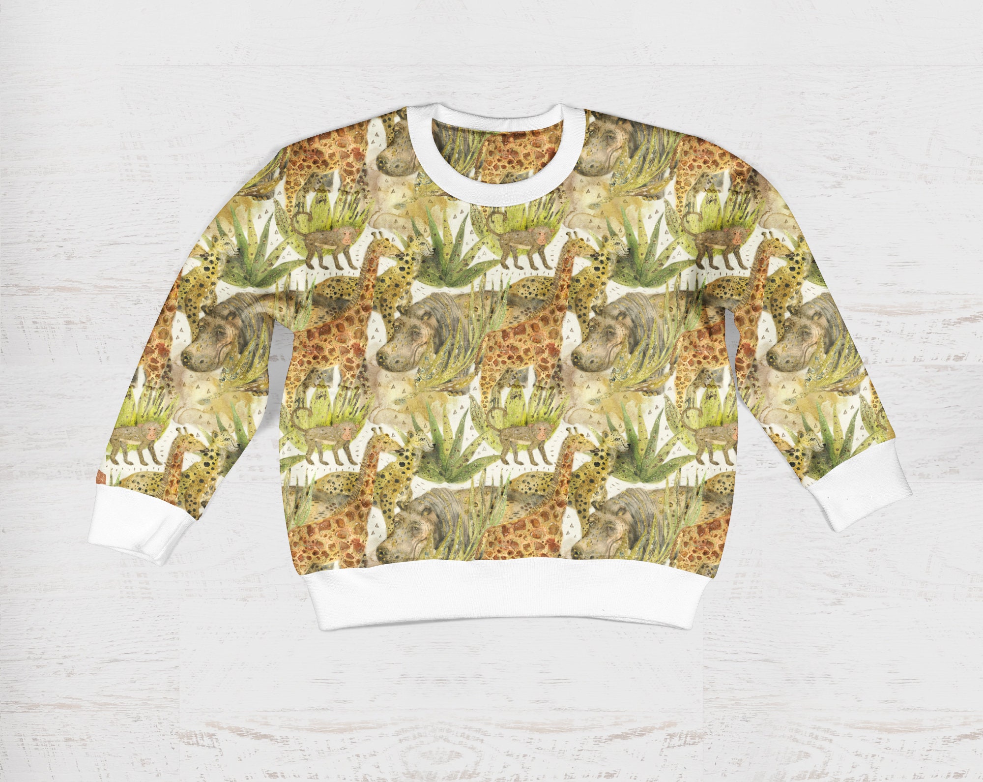 Watercolor Safari Digital Paper Seamless Patterns African Animals ...