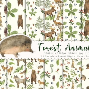 Woodland Animals Digital Papers, Nursery Digital Papers, Woodland ...