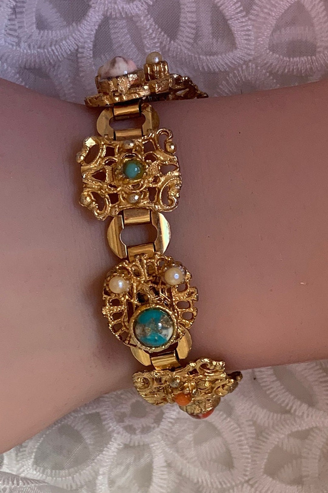 Vintage Fancy Gold Color Tone and Small Variety of Stones. - Etsy