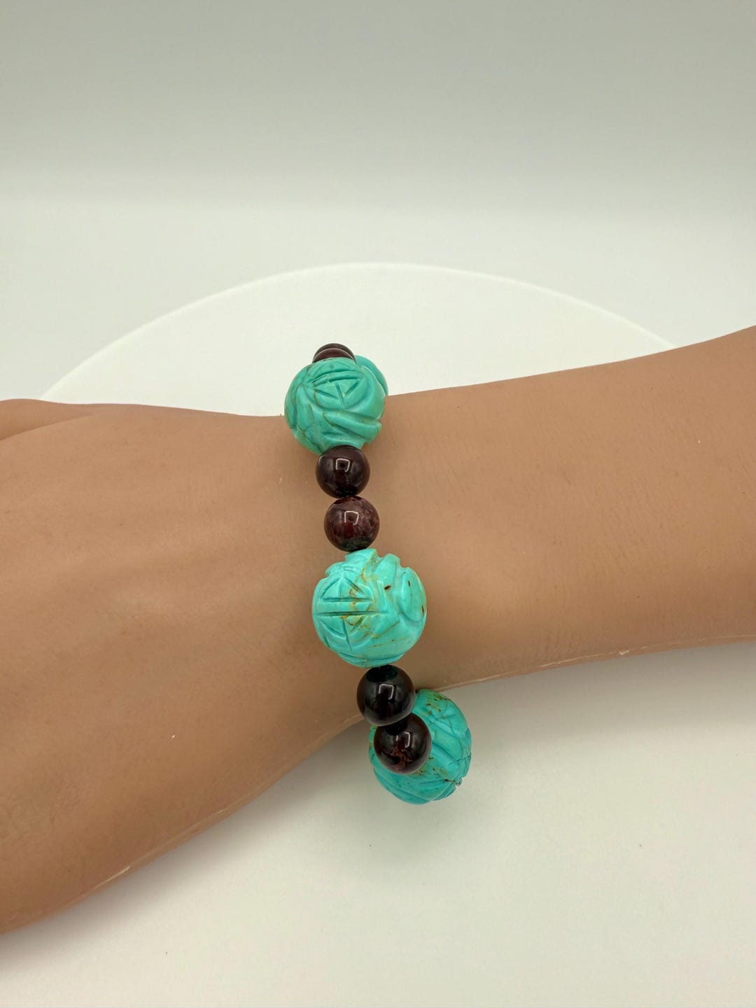 Turquoise Chocolate Brown Jadeite Bracelet - Etsy