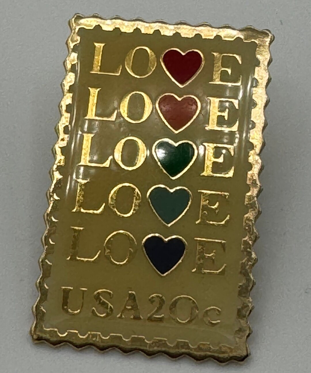 Vintage Love 20c USPS Brass Push Back Pin Jonathan Grey Tustin - Etsy