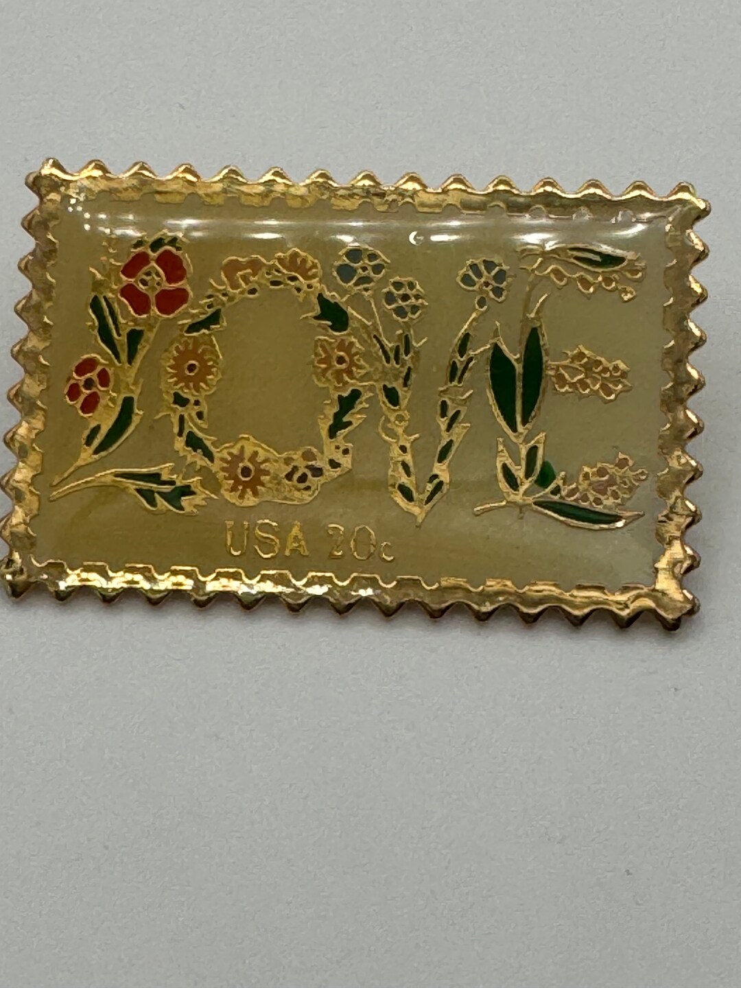 Vintage Love 20c USPS Brass Push Back Pin Jonathan Grey Tustin - Etsy