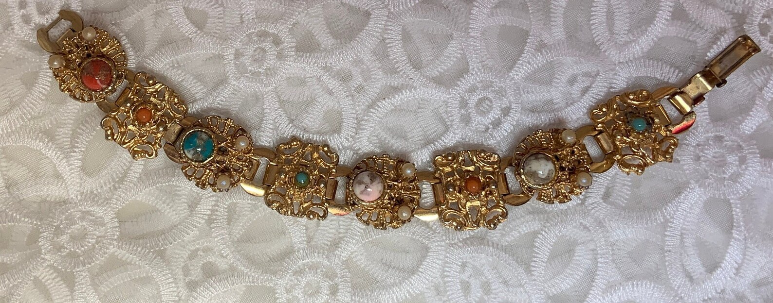 Vintage Fancy Gold Color Tone and Small Variety of Stones. - Etsy