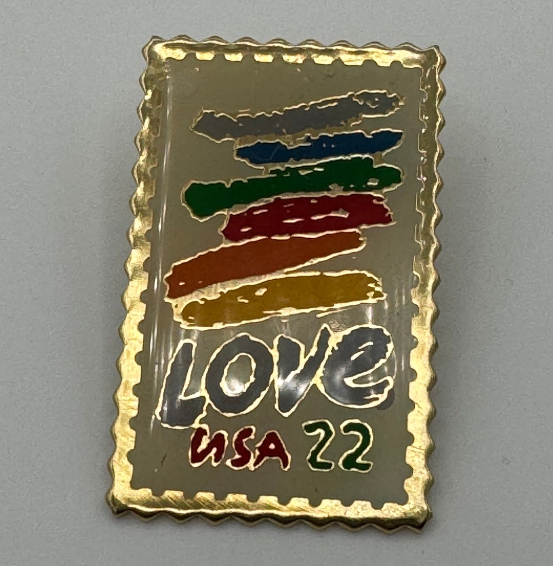Vintage Love 22c USPS Brass Push Back Pin Jonathan Grey Tustin - Etsy