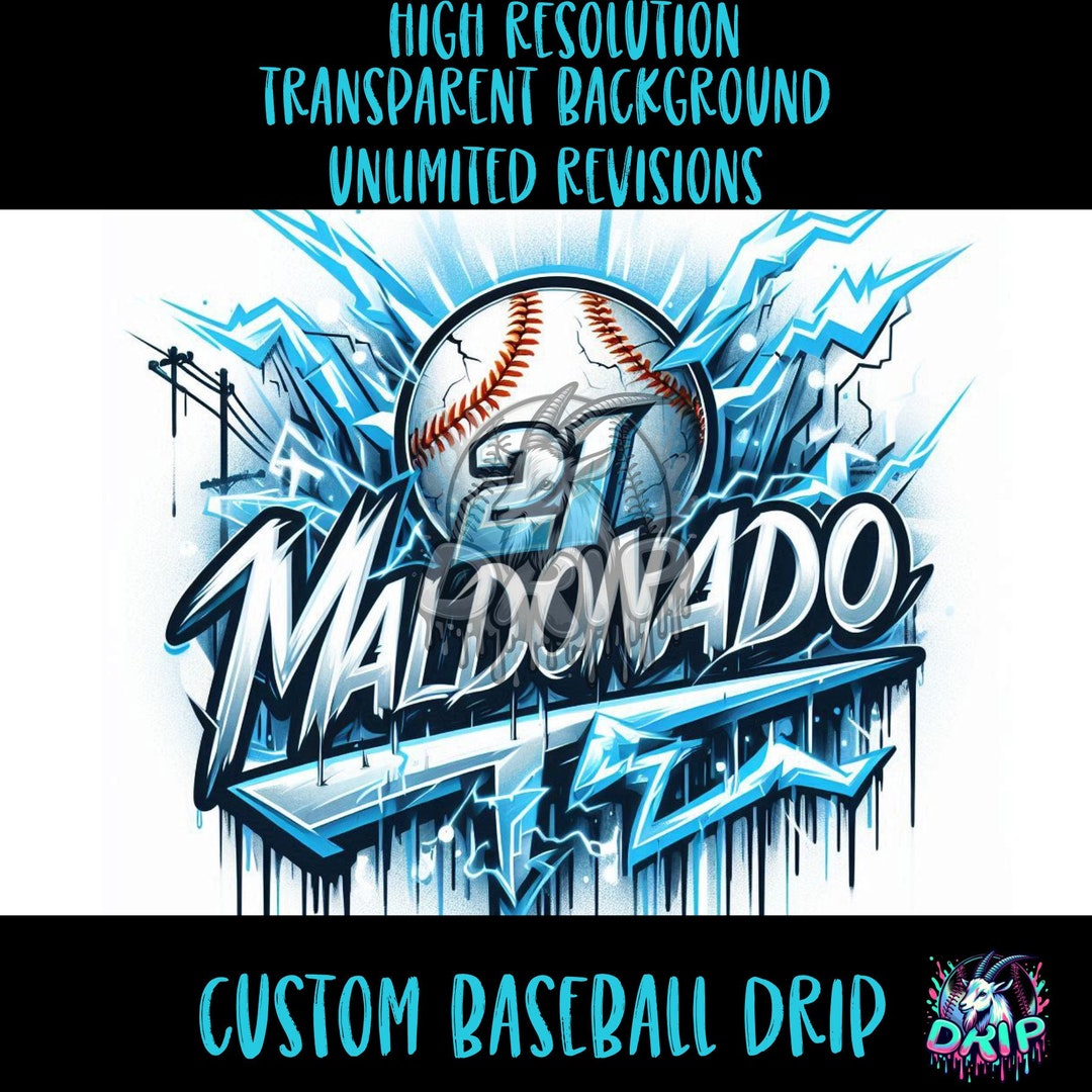 Custom Made Baseball Logo Drip Custom Name and Baseball Graffiti Art ...