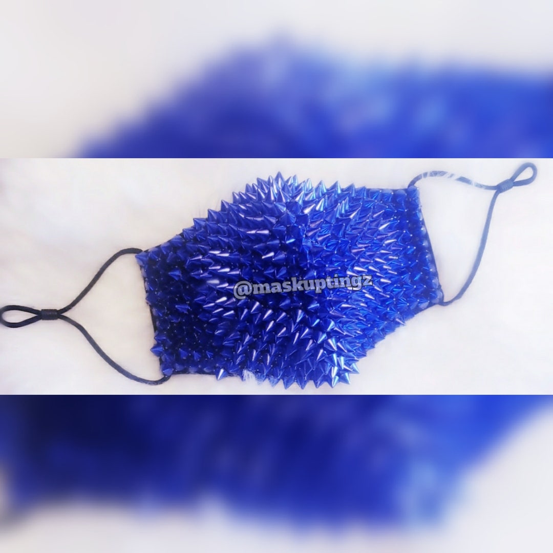 Blue Spiked Unisex Adjustable Fashion Punk Face Mask| Burning Man Dust ...