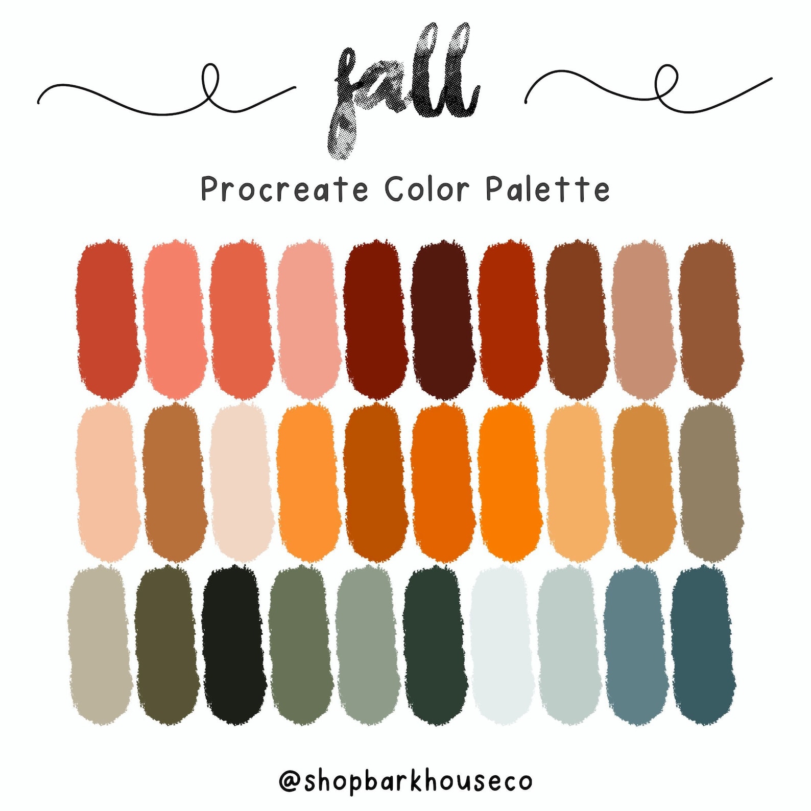 Fall Procreate Color Palette | Instant Download | Procreate Palette - Etsy