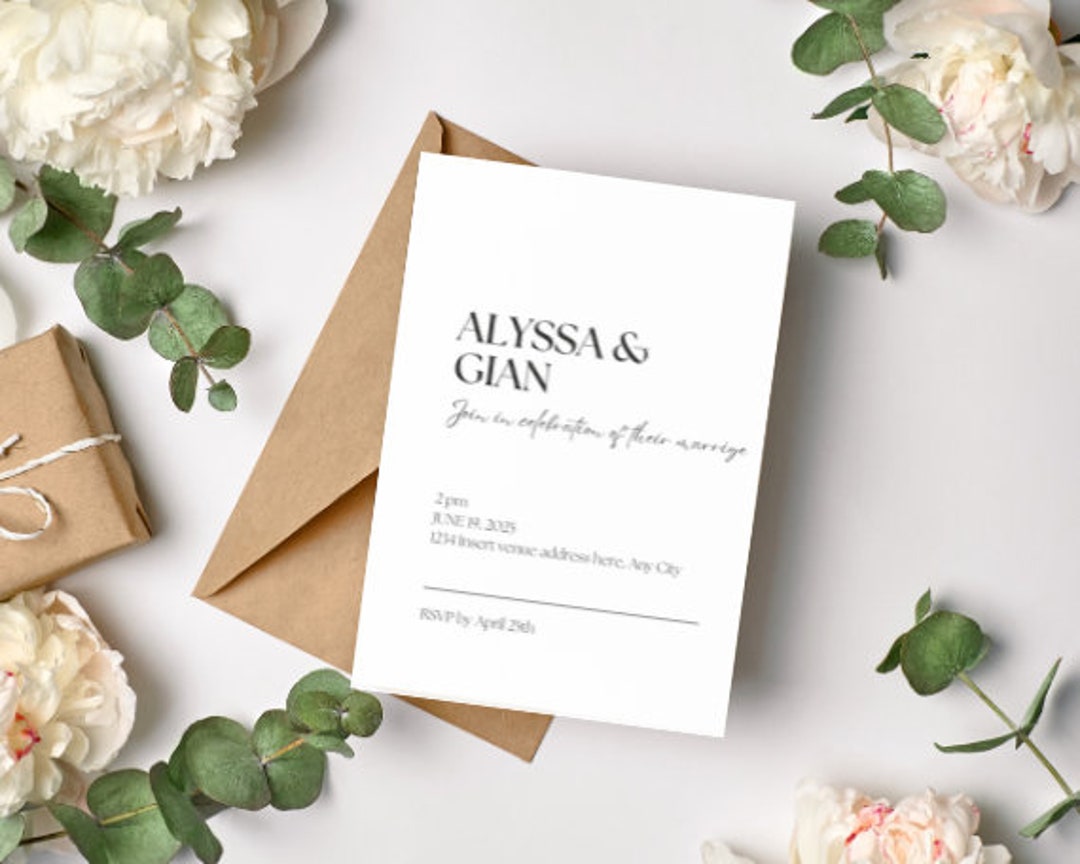 Editable Wedding Invitation, Wedding Invitations Template, Canva ...