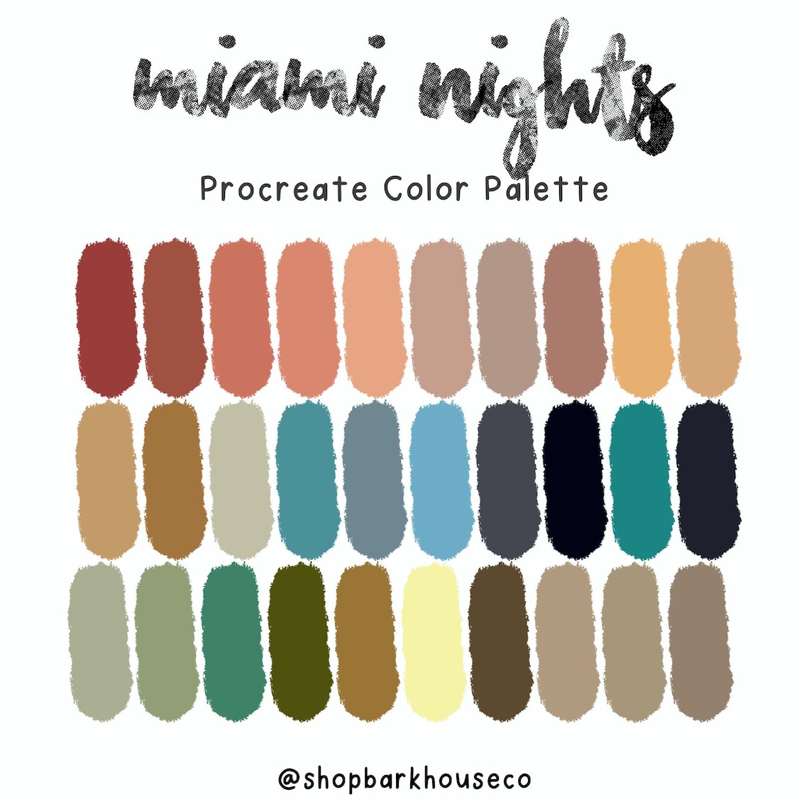 Miami Nights Procreate Color Palette | Instant Download - Etsy