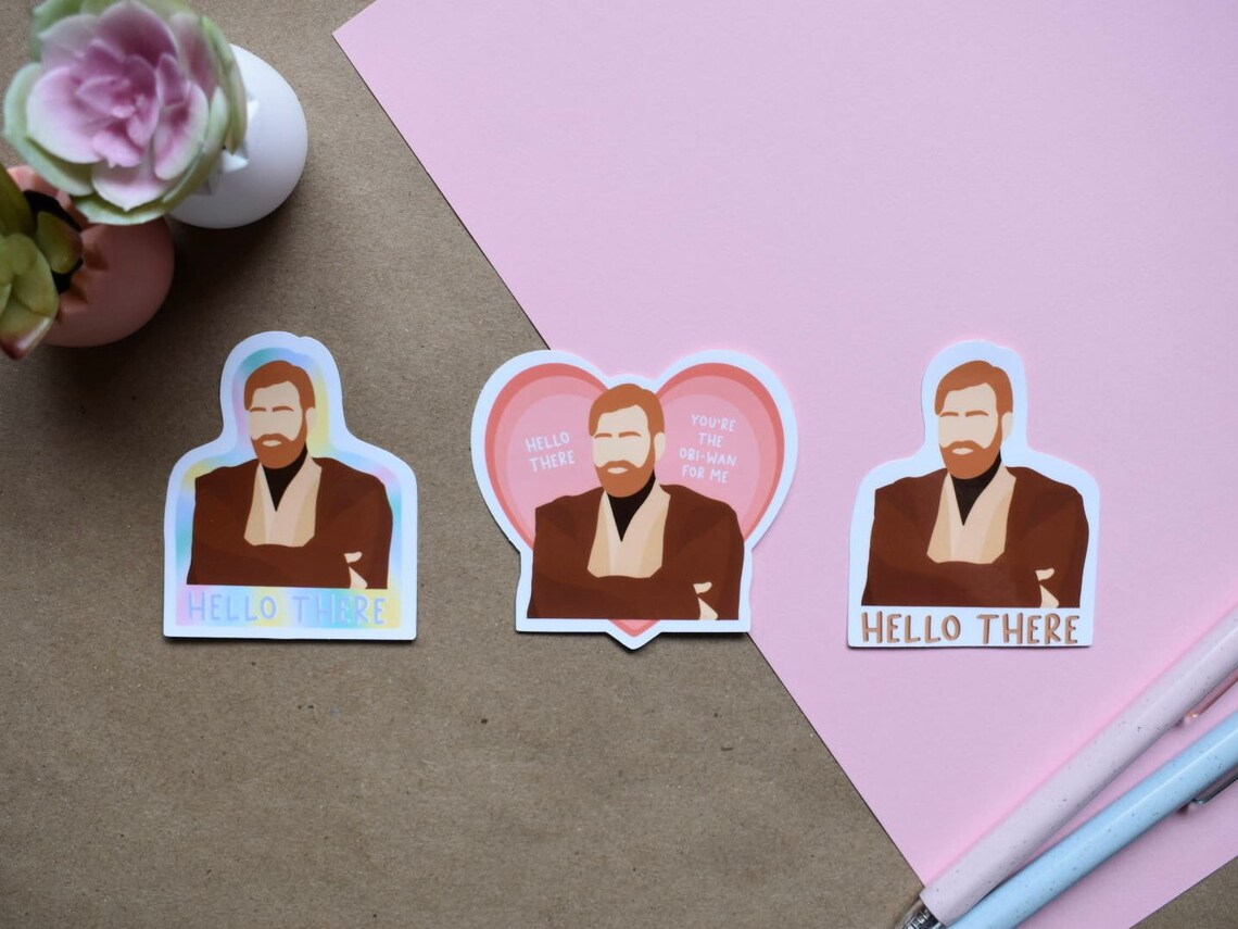 Obi-wan Sticker Heart Valentines Day | Etsy