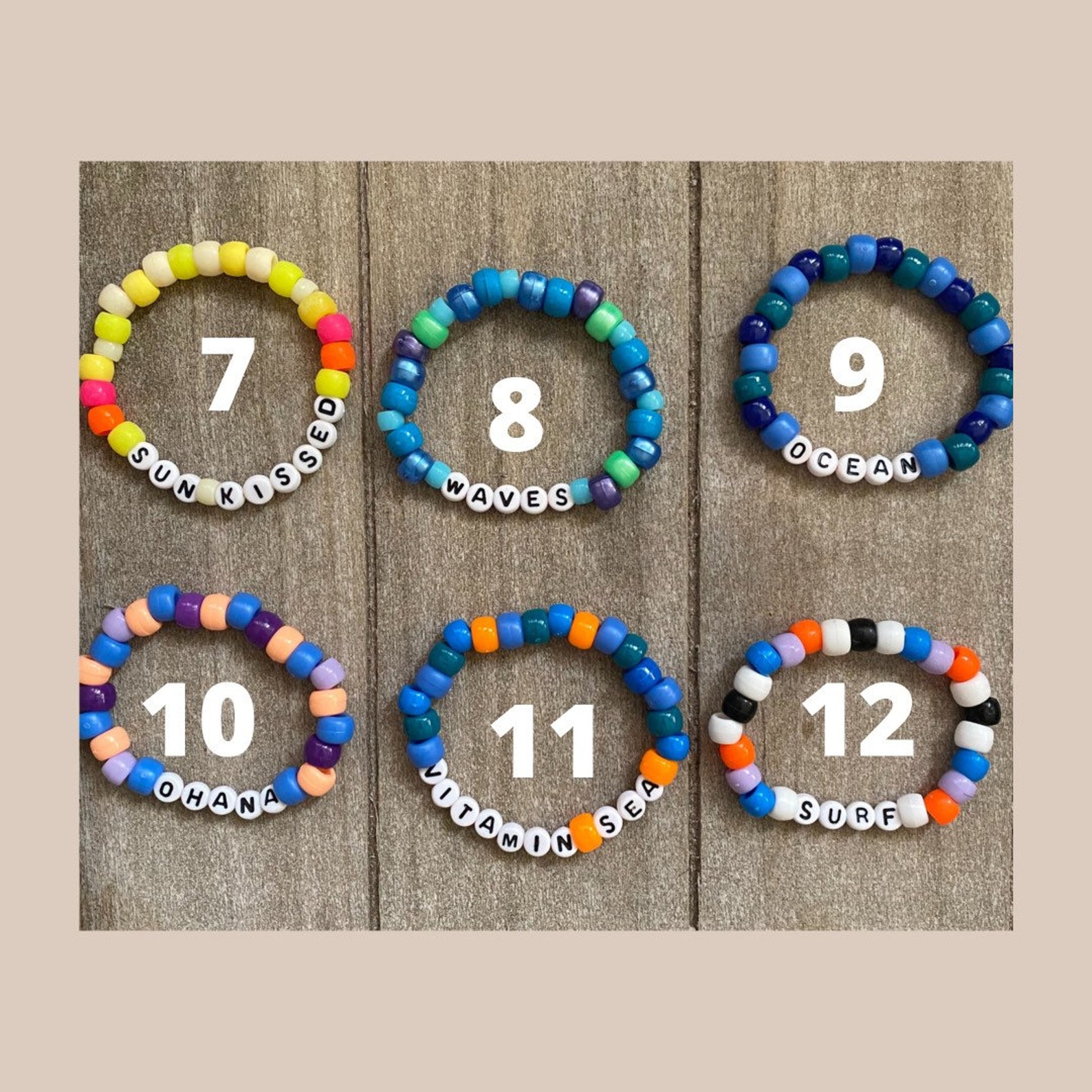 Beachy Summer Themed Kandi Word Bracelets L Unique Unisex - Etsy