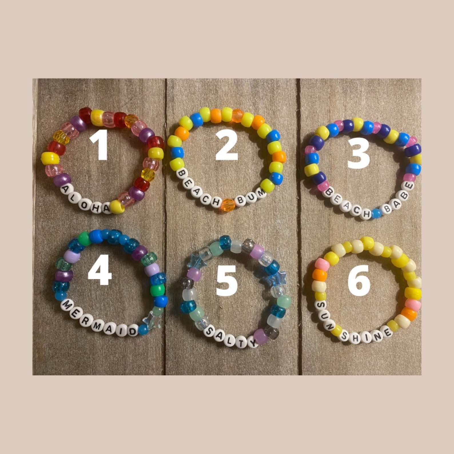 Beachy Summer Themed Kandi Word Bracelets L Unique Unisex - Etsy