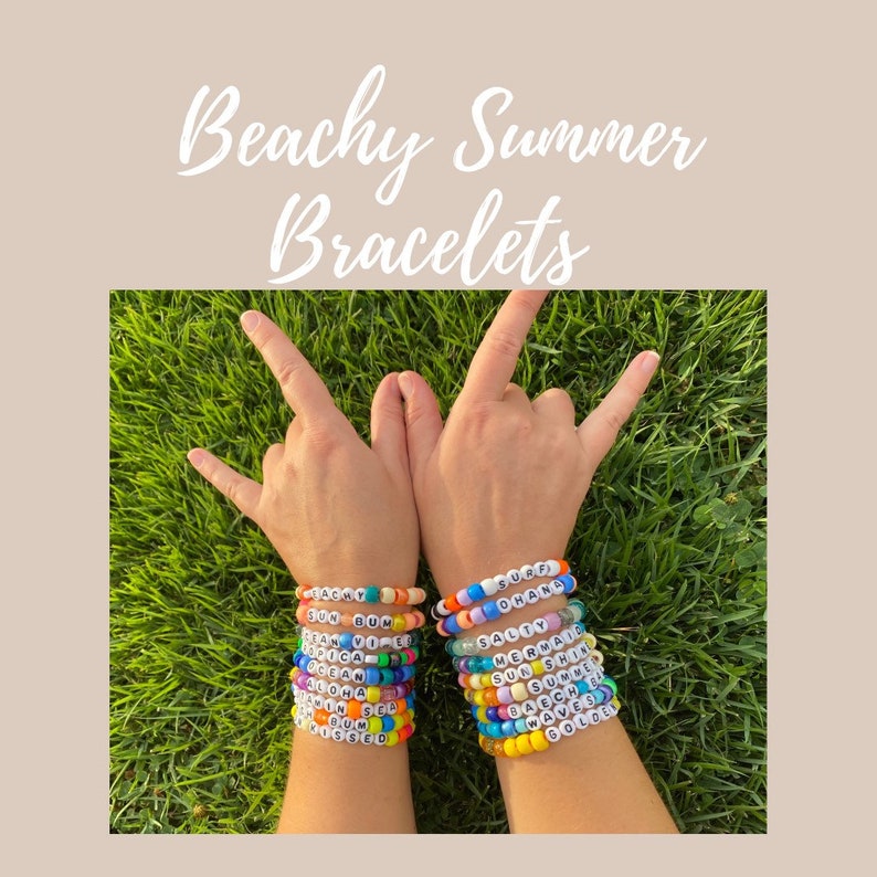 Beachy Summer Themed Kandi Word Bracelets L Unique Unisex - Etsy