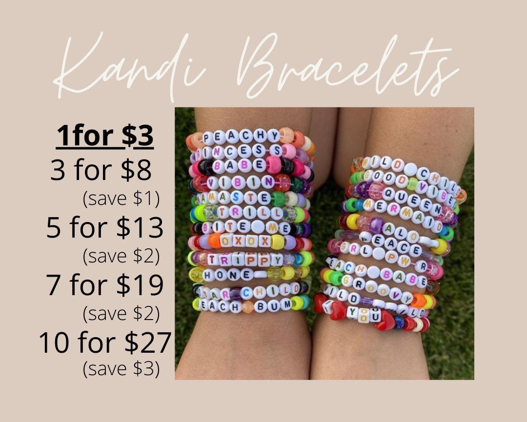 Kandi Word Bracelets l Unique Unisex Bracelets l Customize l | Etsy