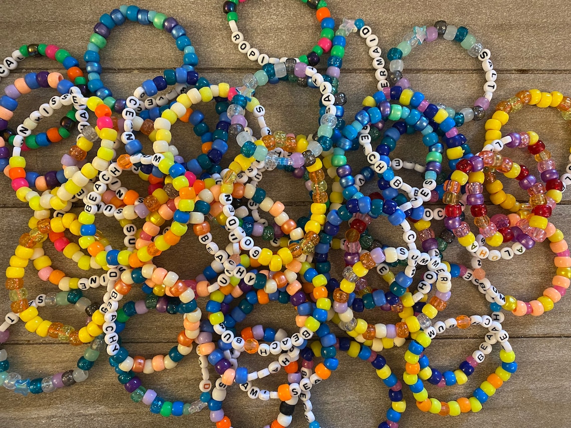 Beachy Summer Themed Kandi Word Bracelets L Unique Unisex - Etsy