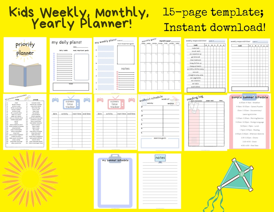 Kids Planner; Kids Schedule; Kids Printable Planner; Chore Chart ...