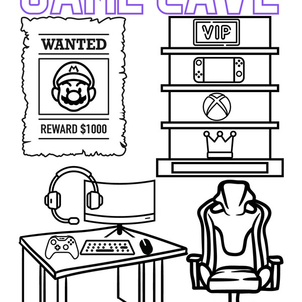 Gaming Coloring Page - Etsy