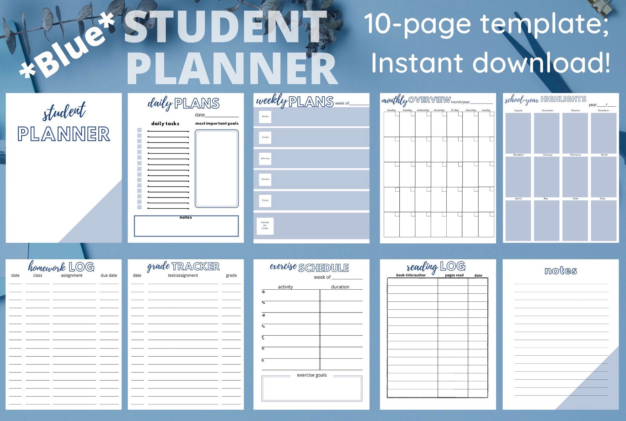 Student Planner; Instant Download; Academic Planner; Back-to-school ...