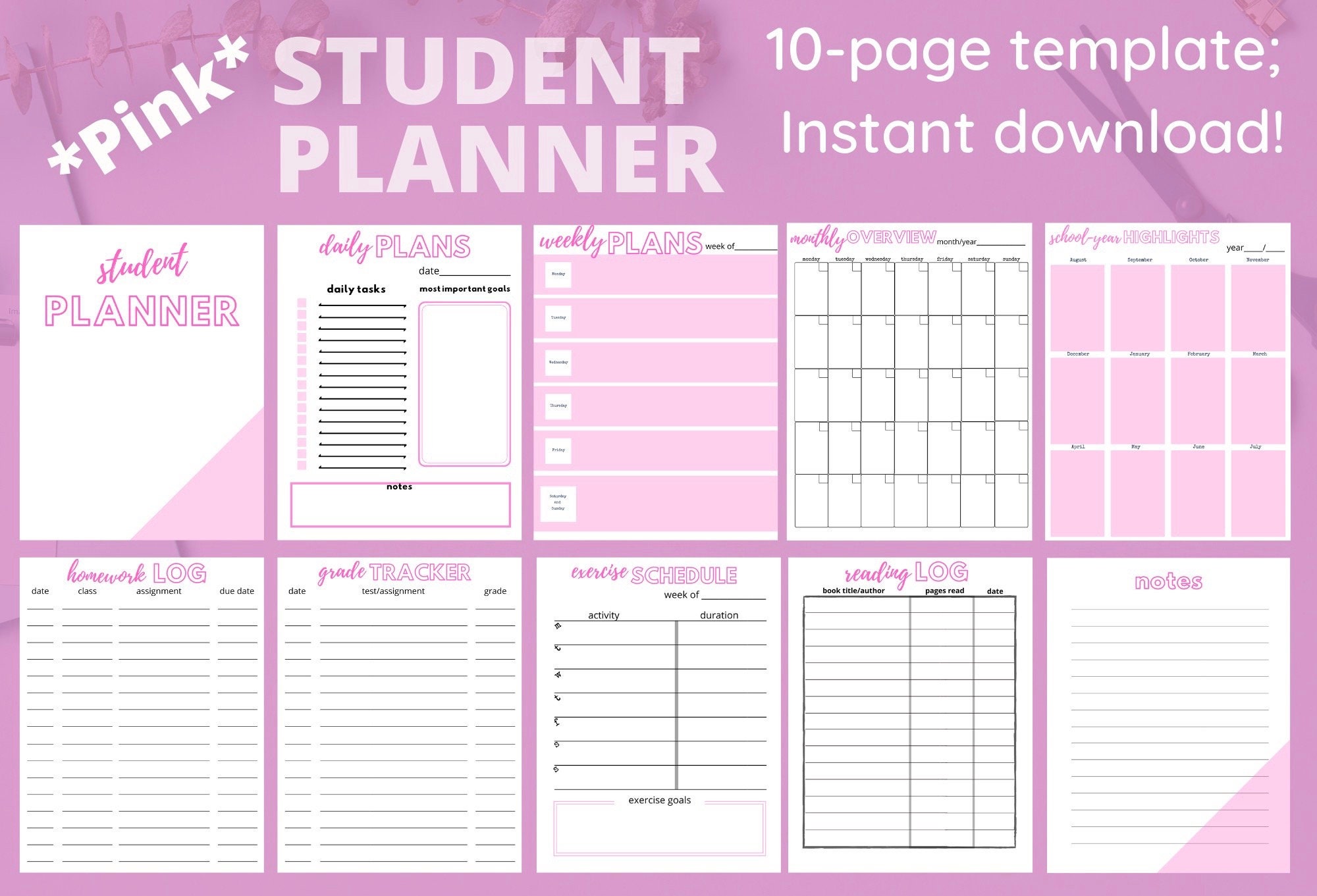 Student Planner; Academic Planner; Back-to-school Planner; Daily ...