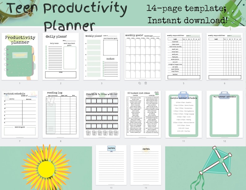Teen Planner; Instant Planner; Summer Planner; Teen Summer Schedule ...