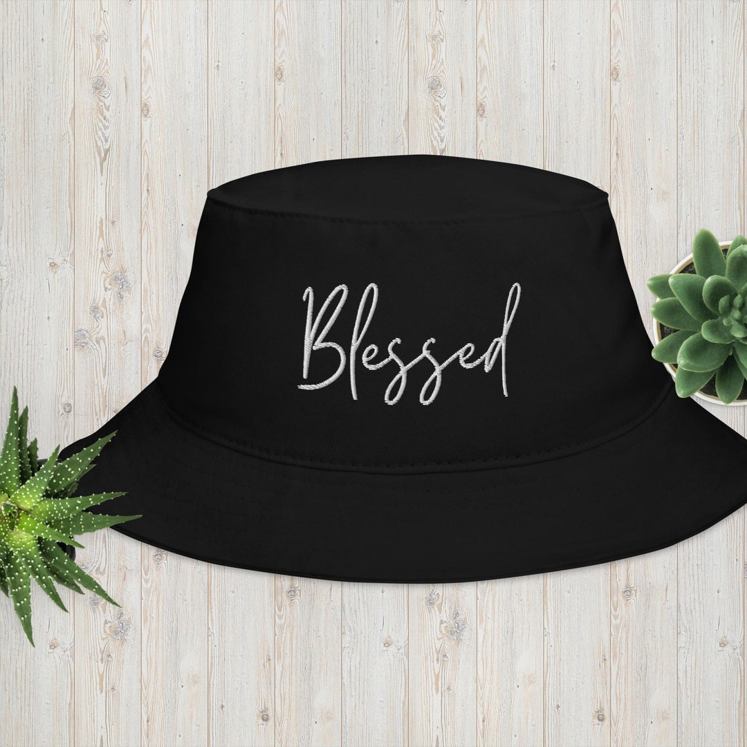 Bucket Hat, Blessed, Black Hat, Navy Bucket Hat, Cute Hat, Woman's Hat ...