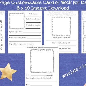 Birthday Book Template for Dad; Father's Card; Father's Printable ...