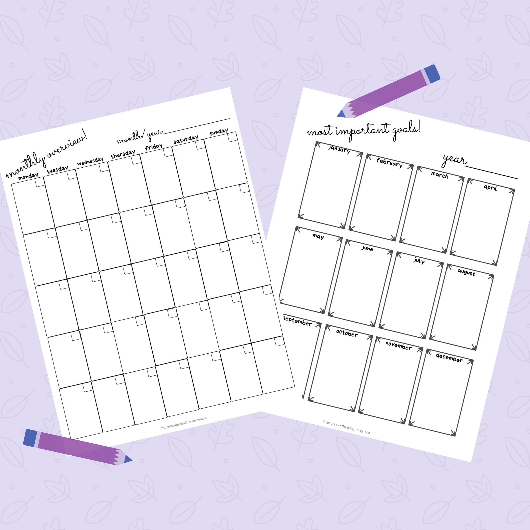 Monthly Planner Insert; Yearly Planner Insert; Daily Planner; Weekly ...