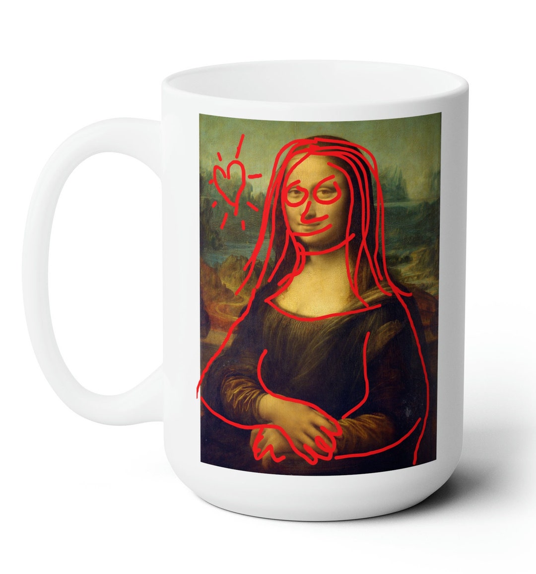 Mona Lisa Mug, Graffiti Mona Lisa Mug, Mona Lisa Paris Coffee Mug ...