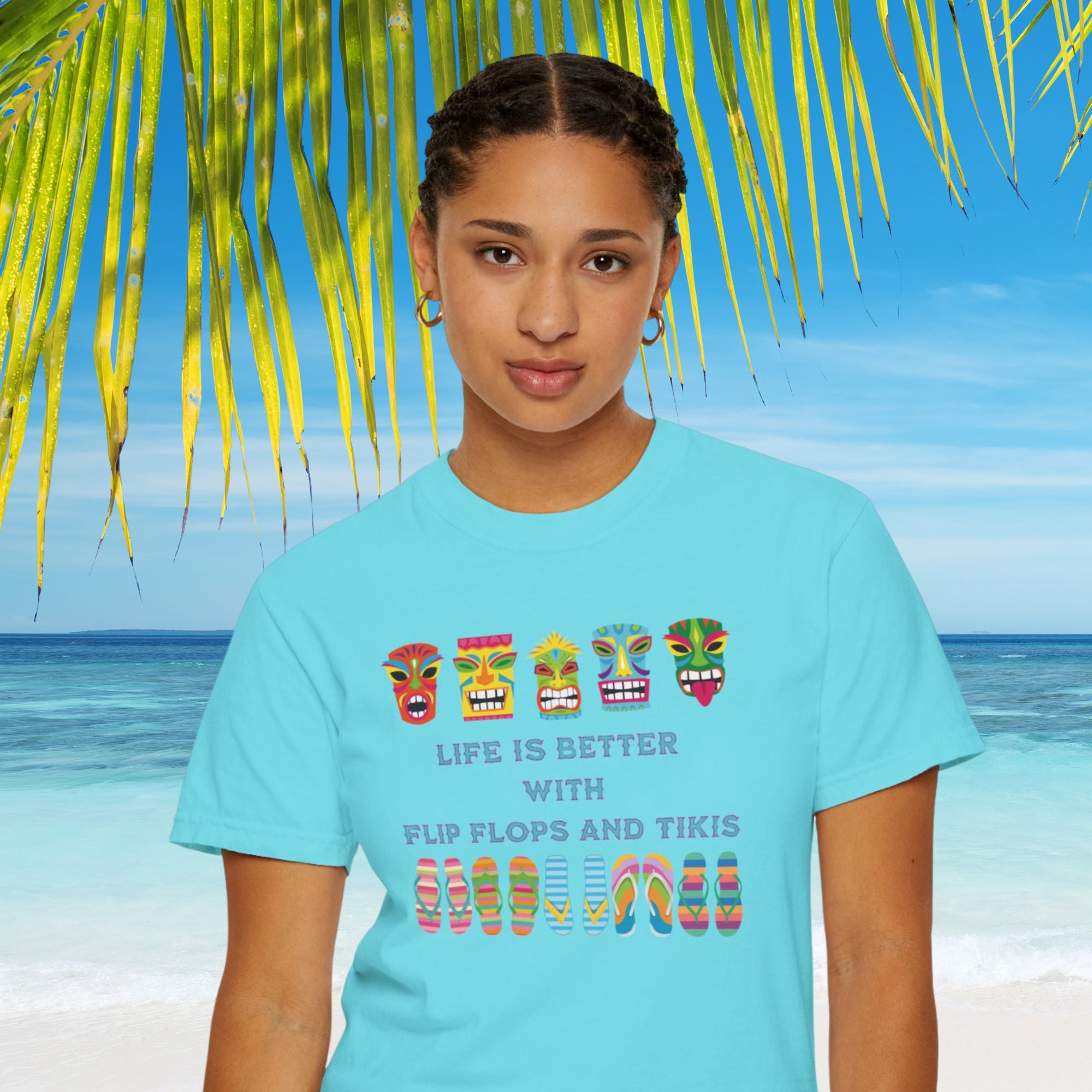 Tropical Tiki T Shirt, Flip Flops T Shirt, Vacation T Shirt, Flip Flops ...