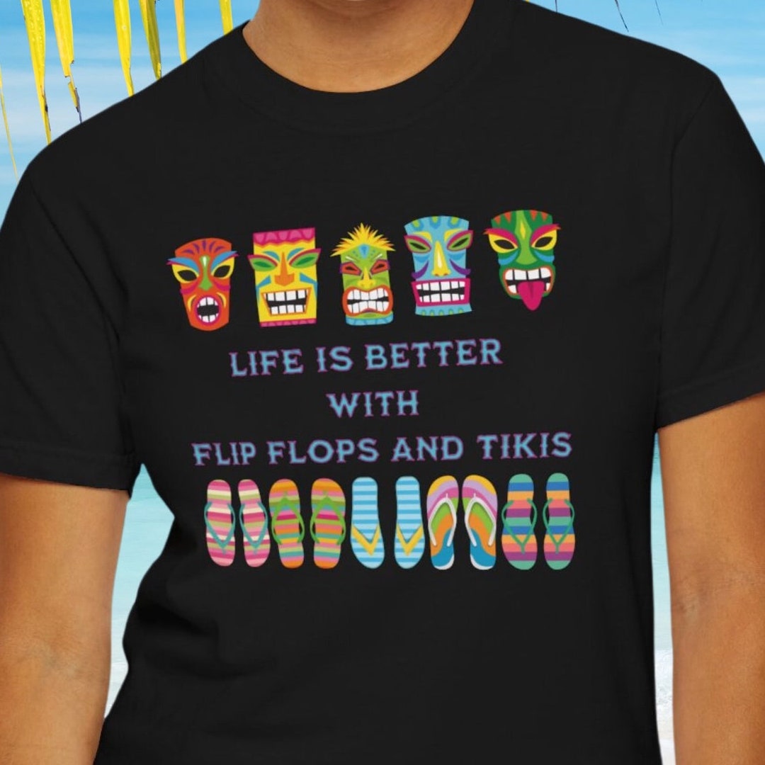 Tropical Tiki T Shirt, Flip Flops T Shirt, Vacation T Shirt, Flip Flops ...