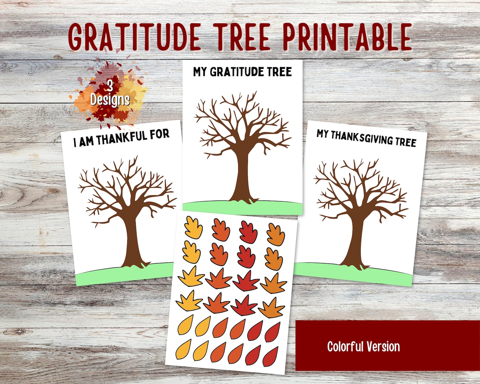 Gratitude Tree Kids Coloring Activity, Fall Printable Art, Thanksgiving ...
