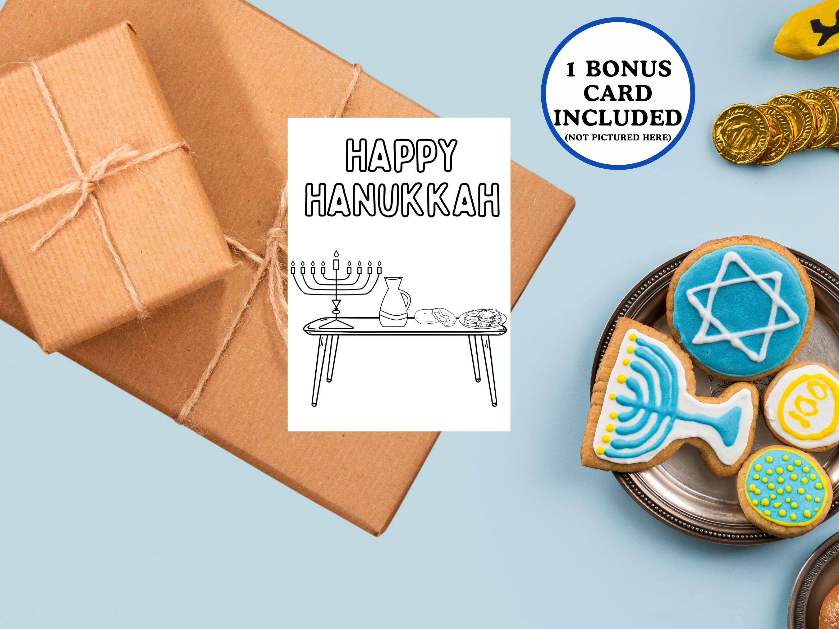 Hanukkah Coloring Cards, Hanukkah Printable Card Bundle, Happy Hanukkah ...