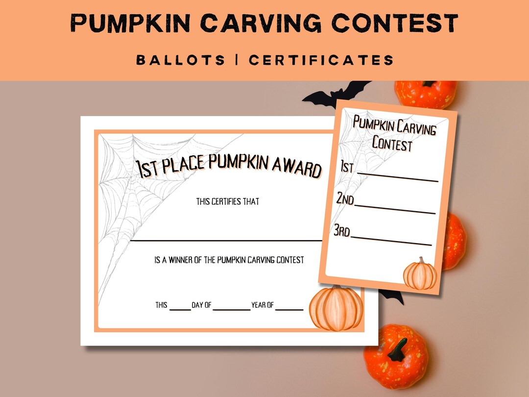 Halloween Pumpkin Carving Contest Ballots and Winners Certificates ...