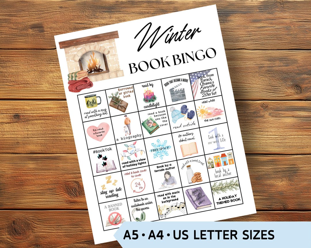 Winter Book Bingo and Reading Tracker, Reading Journal Bingo Challenge ...