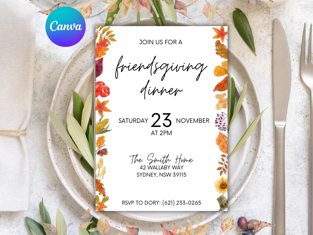 Editable Friendsgiving Invitation, Friendsgiving Invite, Friendsgiving ...