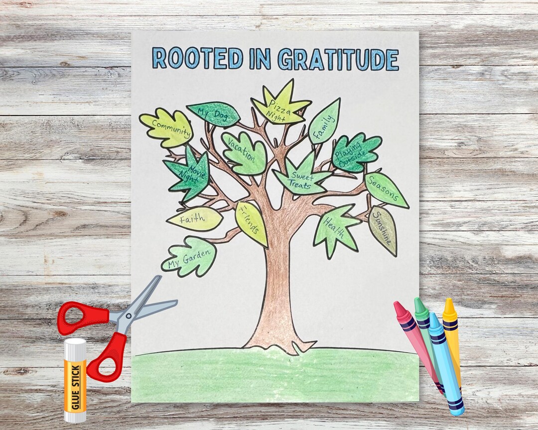 Gratitude Tree Kids Coloring Activity, Earth Day Craft, Sunday School ...