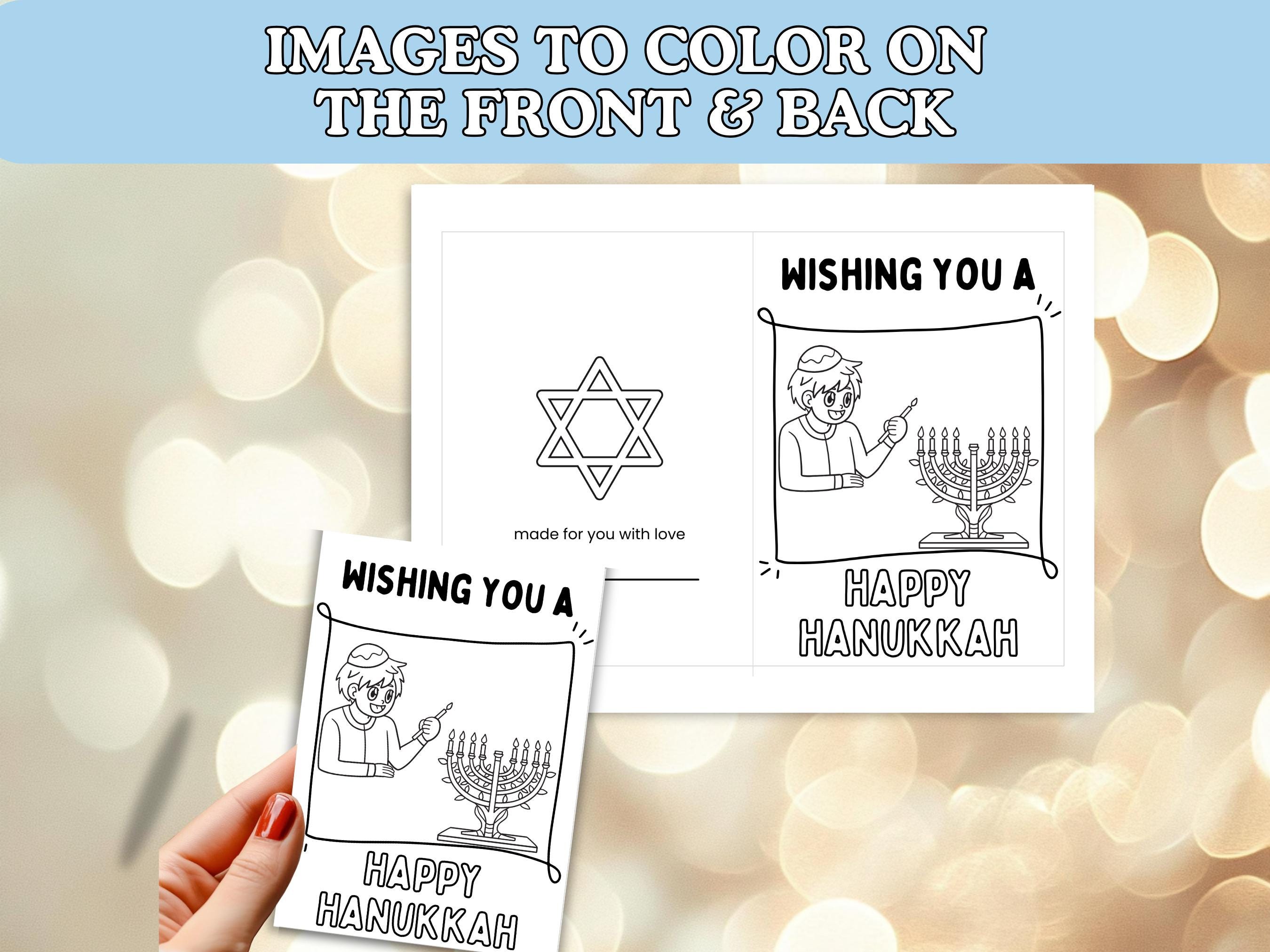 Hanukkah Coloring Cards, Hanukkah Printable Card Bundle, Happy Hanukkah ...